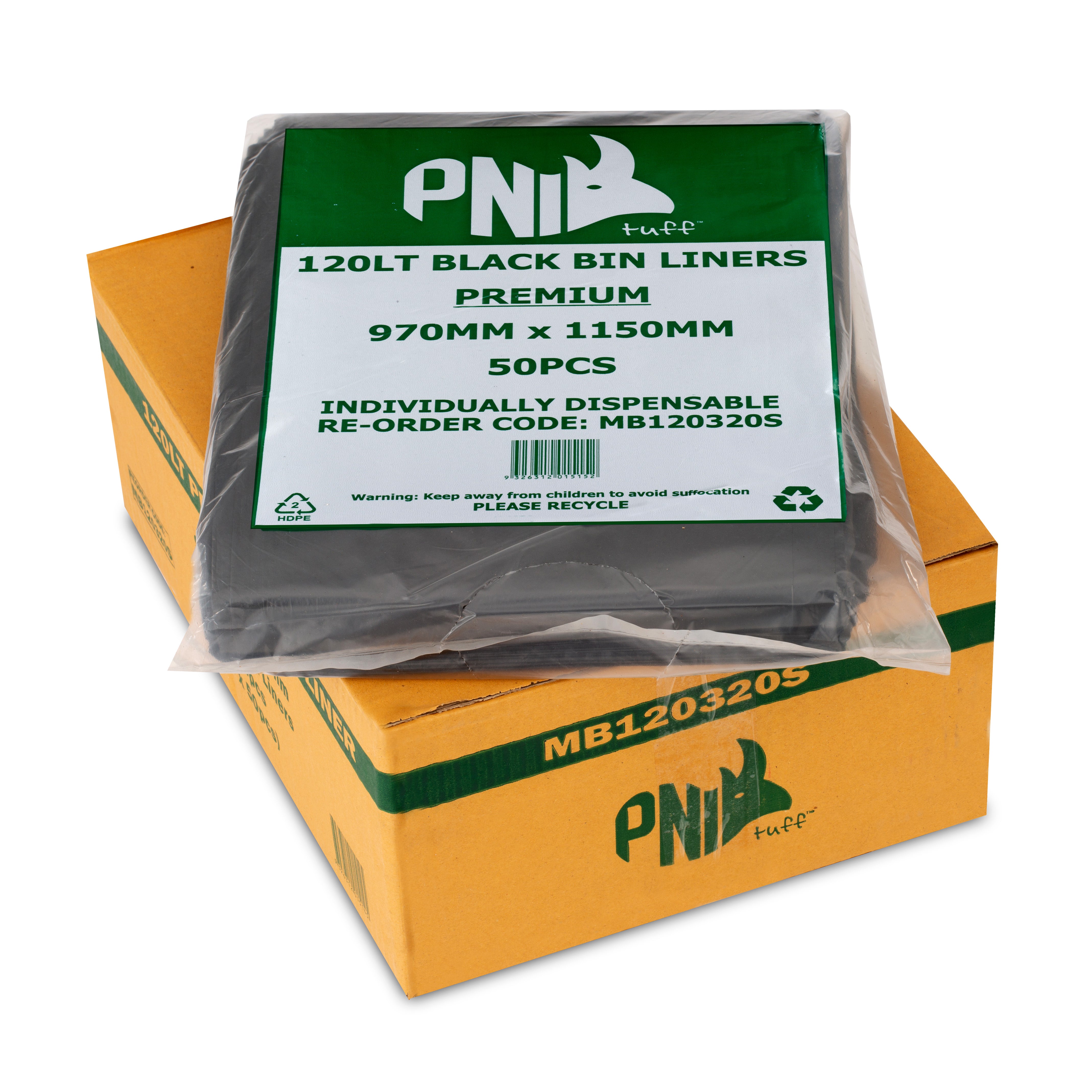 Buy PNI TUFF Premium Bin Liner - 120L (Black) Online | Sprint Cleaning ...