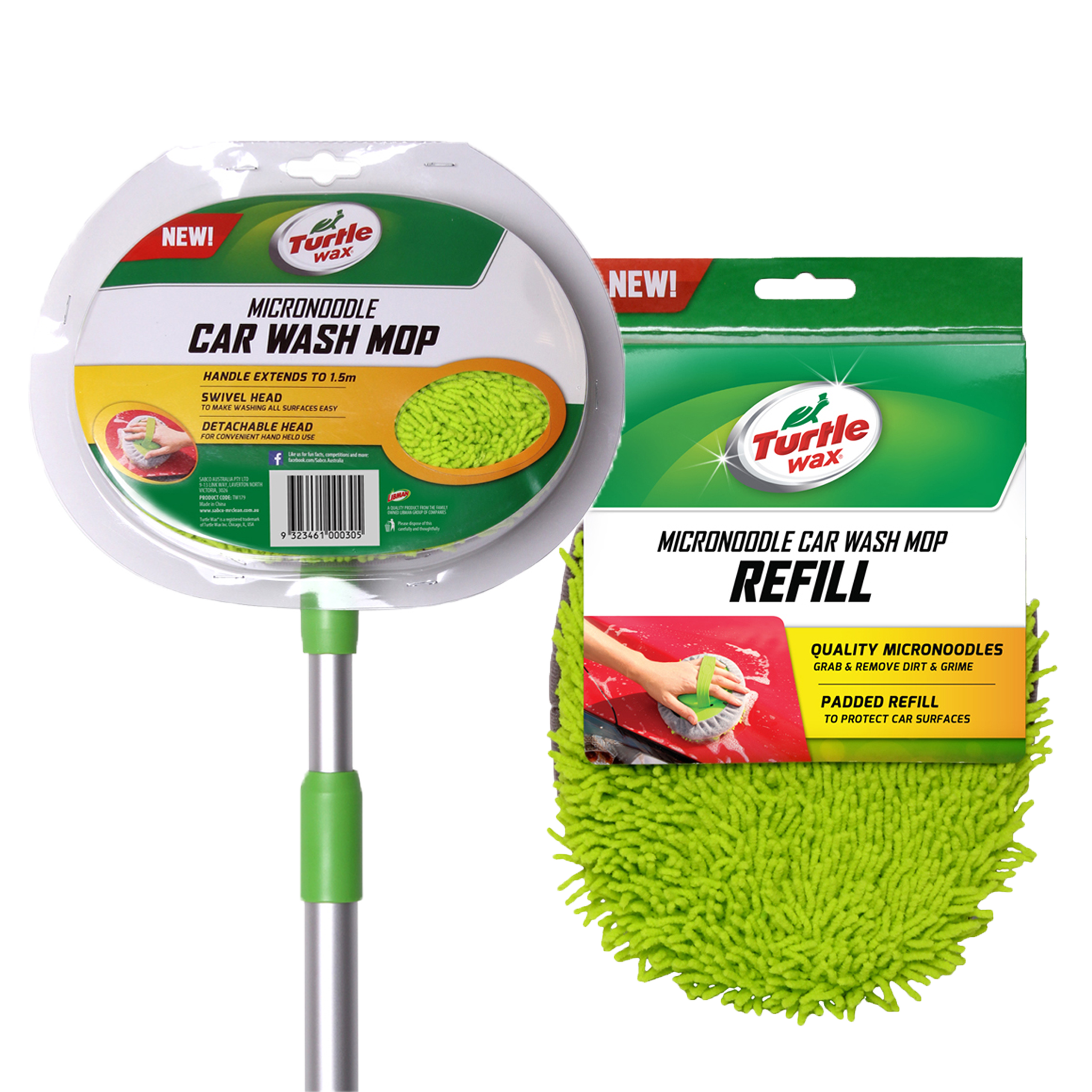 Car Wash Mop Stick Long Reach Car Wash Mop (Plus Extra Mop Head)